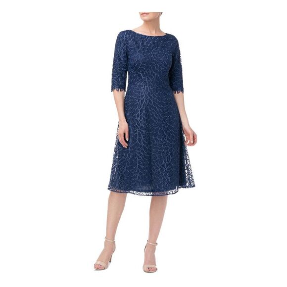 Js Collection | Dresses | Js Collection Womens Blue Vback Lined Elbow ...